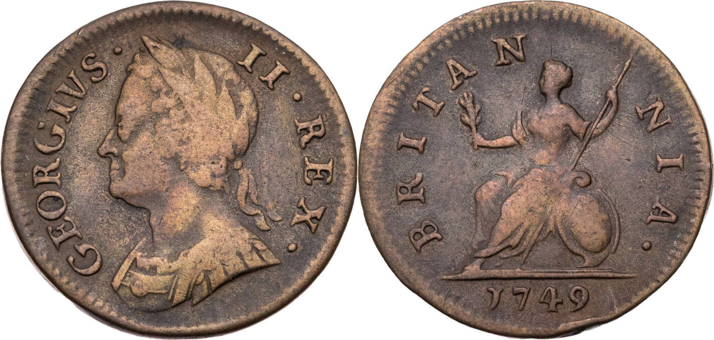 Großbritannien 1 Farthing 1749 George II. (1727-1760) ss | MA-Shops