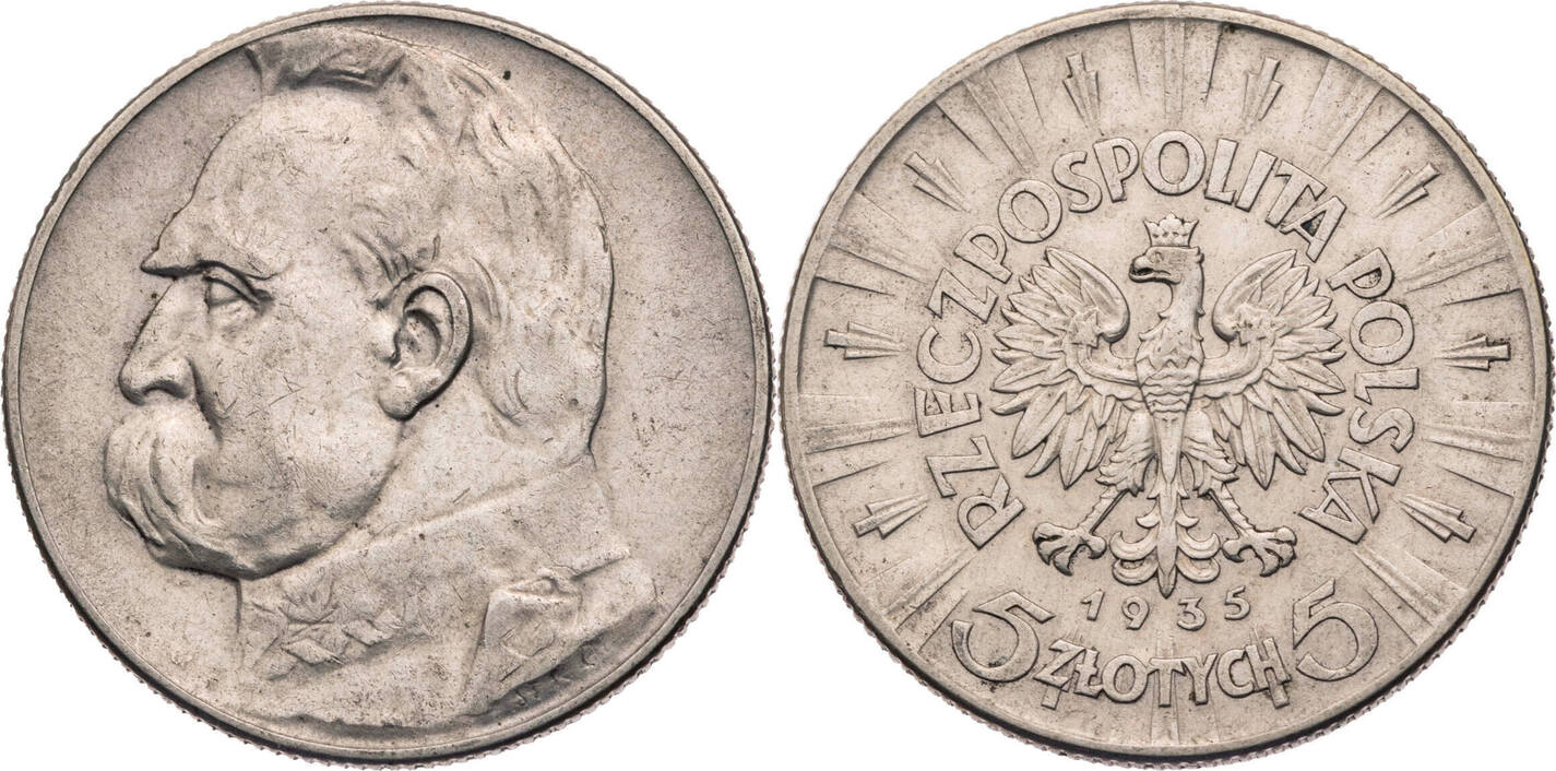 Polen 5 Zloty 1935 Jozef Pilsudski - Kursmünze (1934-1938) ss | MA-Shops
