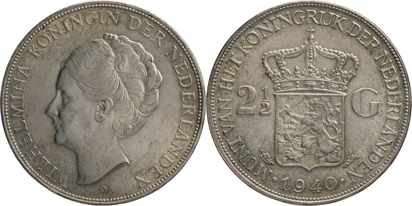 Niederlande 2½ Gulden 1940 Wilhelmina I. (1890-1948) - Kursmünze (1929 ...