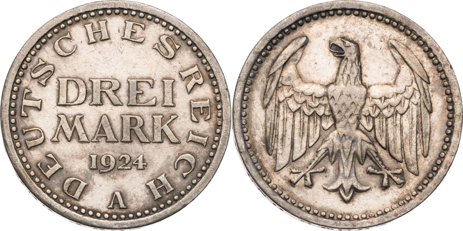 Weimarer Republik 3 Mark 1924 A Kursmünze ss | MA-Shops