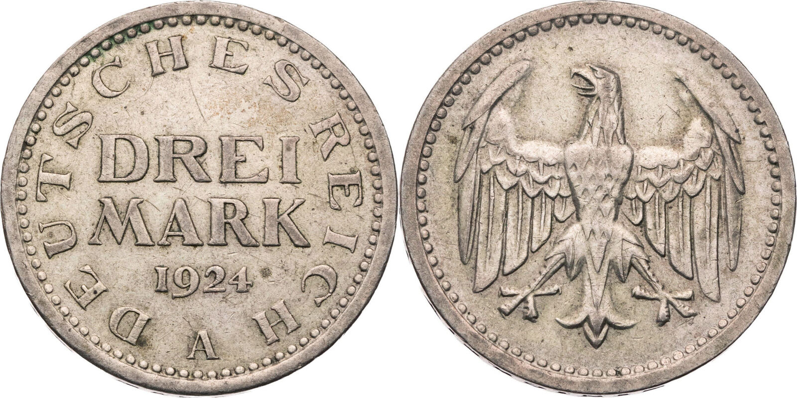 Weimarer Republik 3 Mark 1924 A Kursmünze ss | MA-Shops