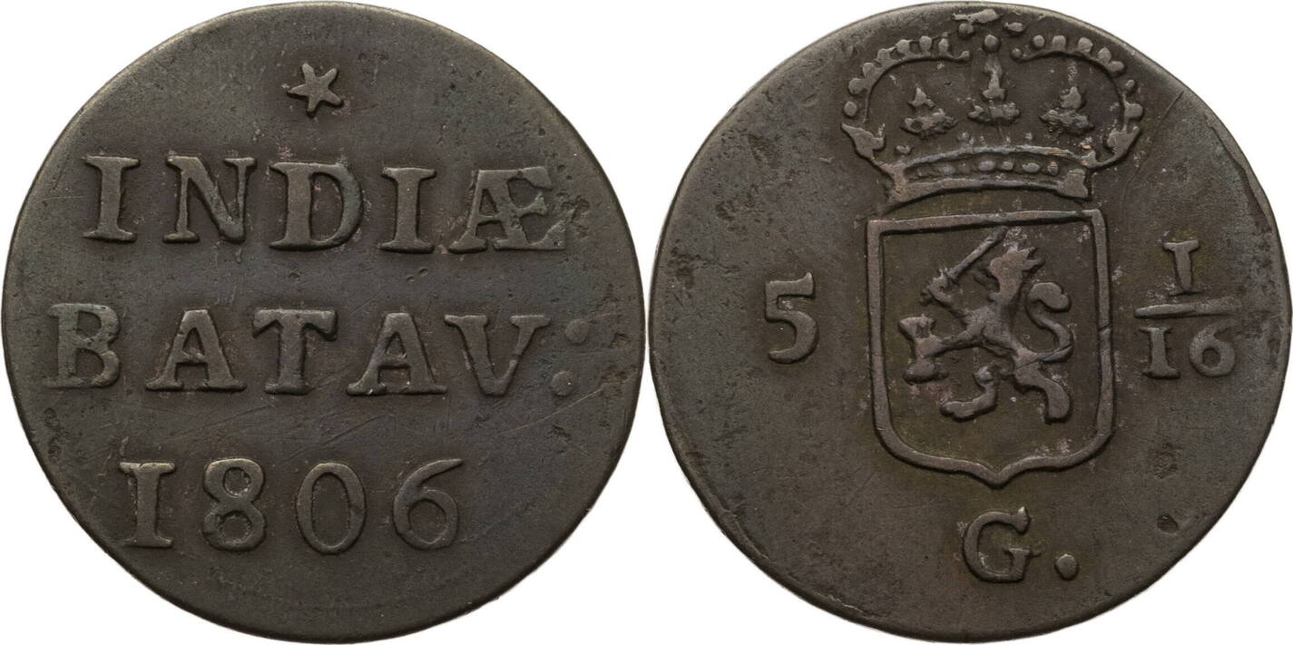 Niederländisch Indien 1 Duit (1/16 Gulden) 1806 Louis Napoléon (1806 ...