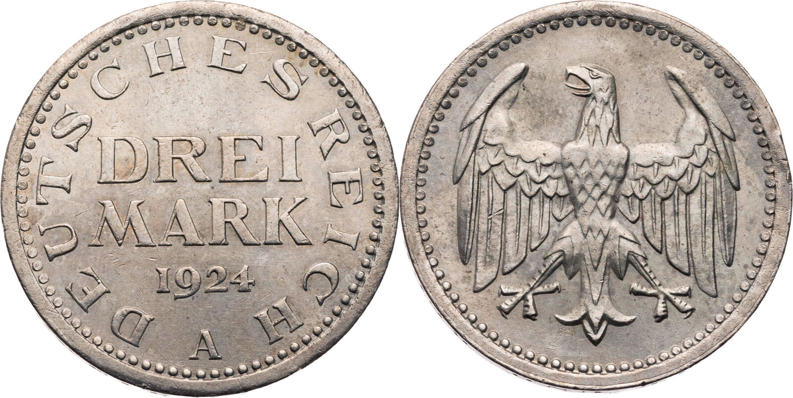 Weimarer Republik 3 Mark 1924 A Kursmünze ss | MA-Shops