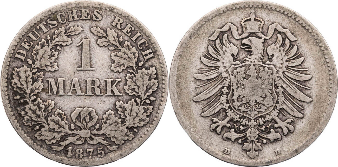 Kaiserreich 1 Mark 1875 D Kursmünze (1873-1887) schön | MA-Shops