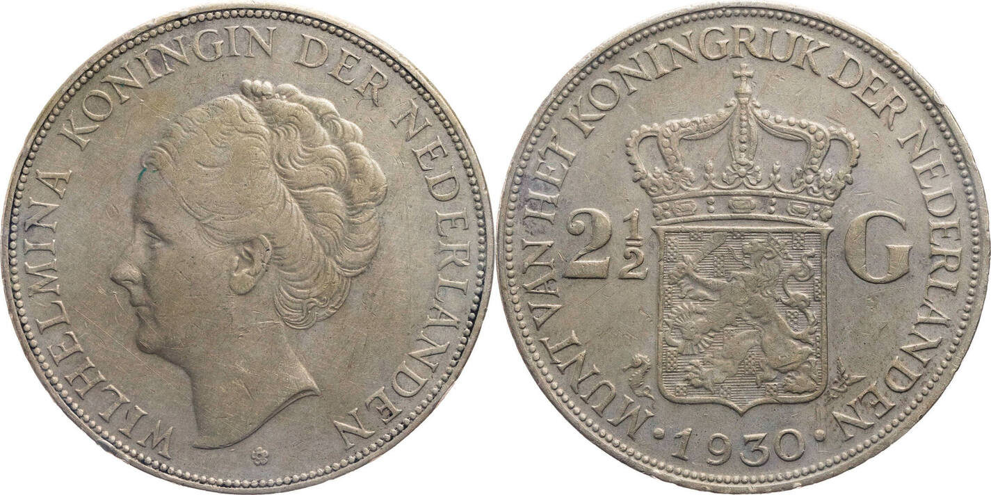 Niederlande 2½ Gulden 1930 Wilhelmina (1890-1948) - Kursmünze (1929 ...