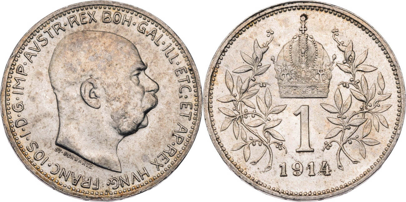 Österreich, Kaiserreich 1 Corona 1914 Franz Joseph I (1848-1916) ss | MA-Shops