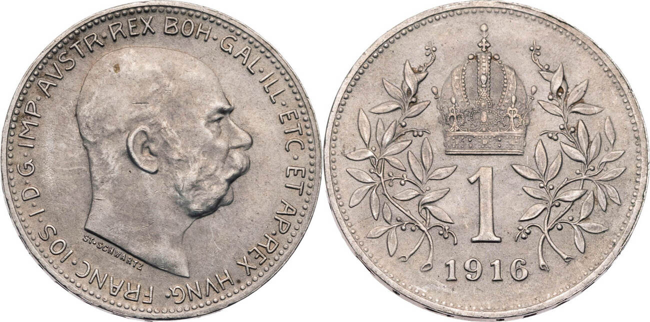 Österreich, Kaiserreich 1 Corona 1916 Franz Joseph I (1848-1916) ss | MA-Shops