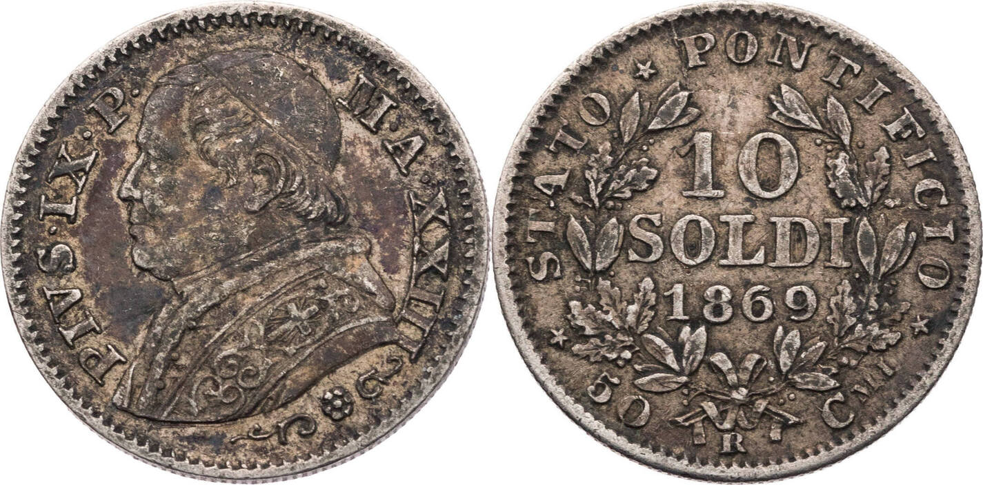 Vatikan 10 Soldi 1869 R Pius IX. (1846-1870) ss | MA-Shops