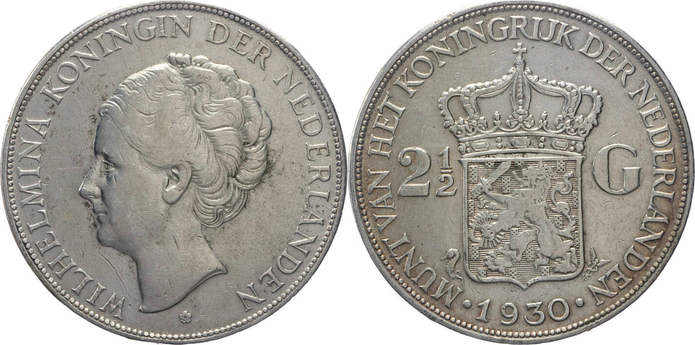 Niederlande 2½ Gulden 1930 Wilhelmina (1890-1948) - Kursmünze (1929 ...