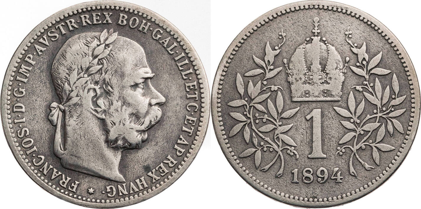 Österreich, Kaiserreich 1 Krone 1894 Franz Joseph I. (1848-1916) - Kursmünze (1892-1907) ss | MA ...