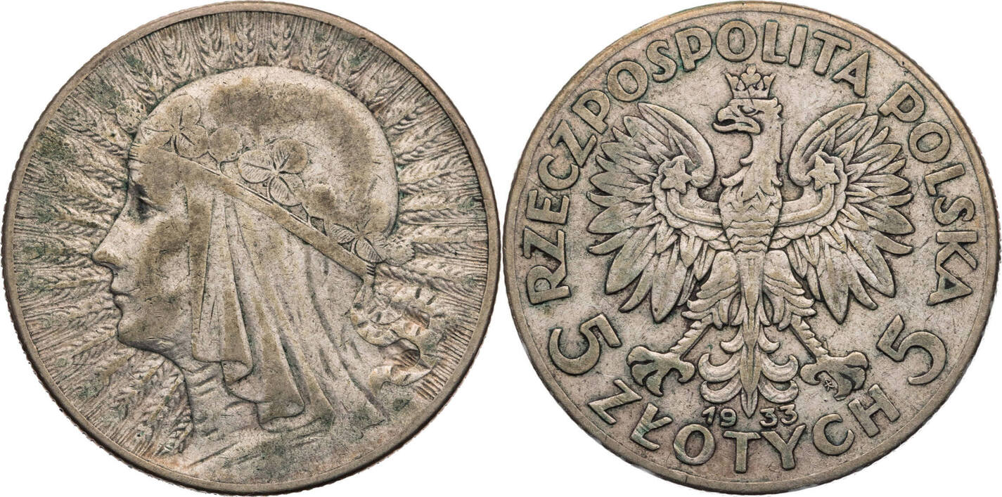 Polen 5 Zlotych 1933 MW Kursmünze (1932-1934) ss | MA-Shops