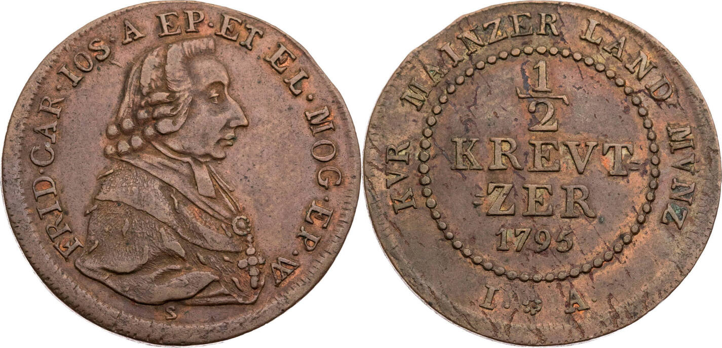 Mainz, Erzbistum 1/2 Kreuzer 1795 IA Friedrich Karl Joseph von Erthal ...
