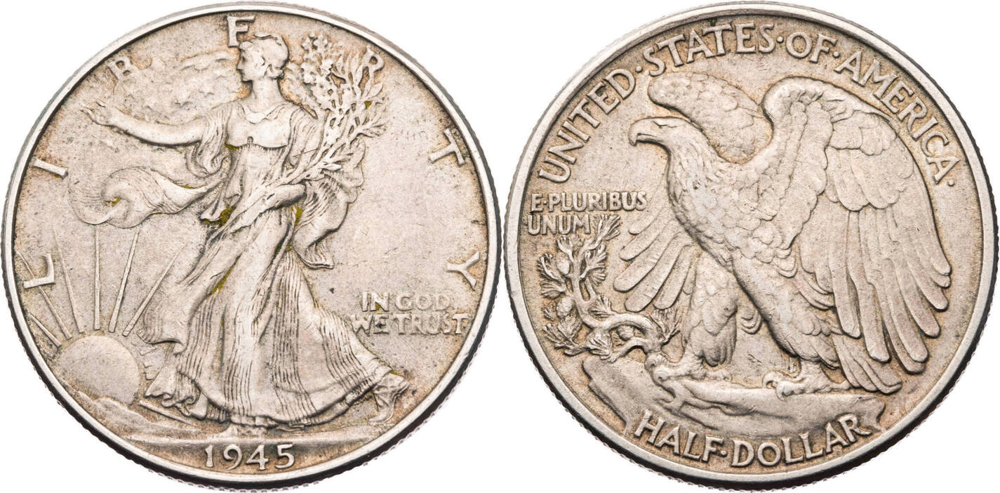 USA ½ Dollar 1945 Half Dollar Walking Liberty Half Dollar ss | MA-Shops