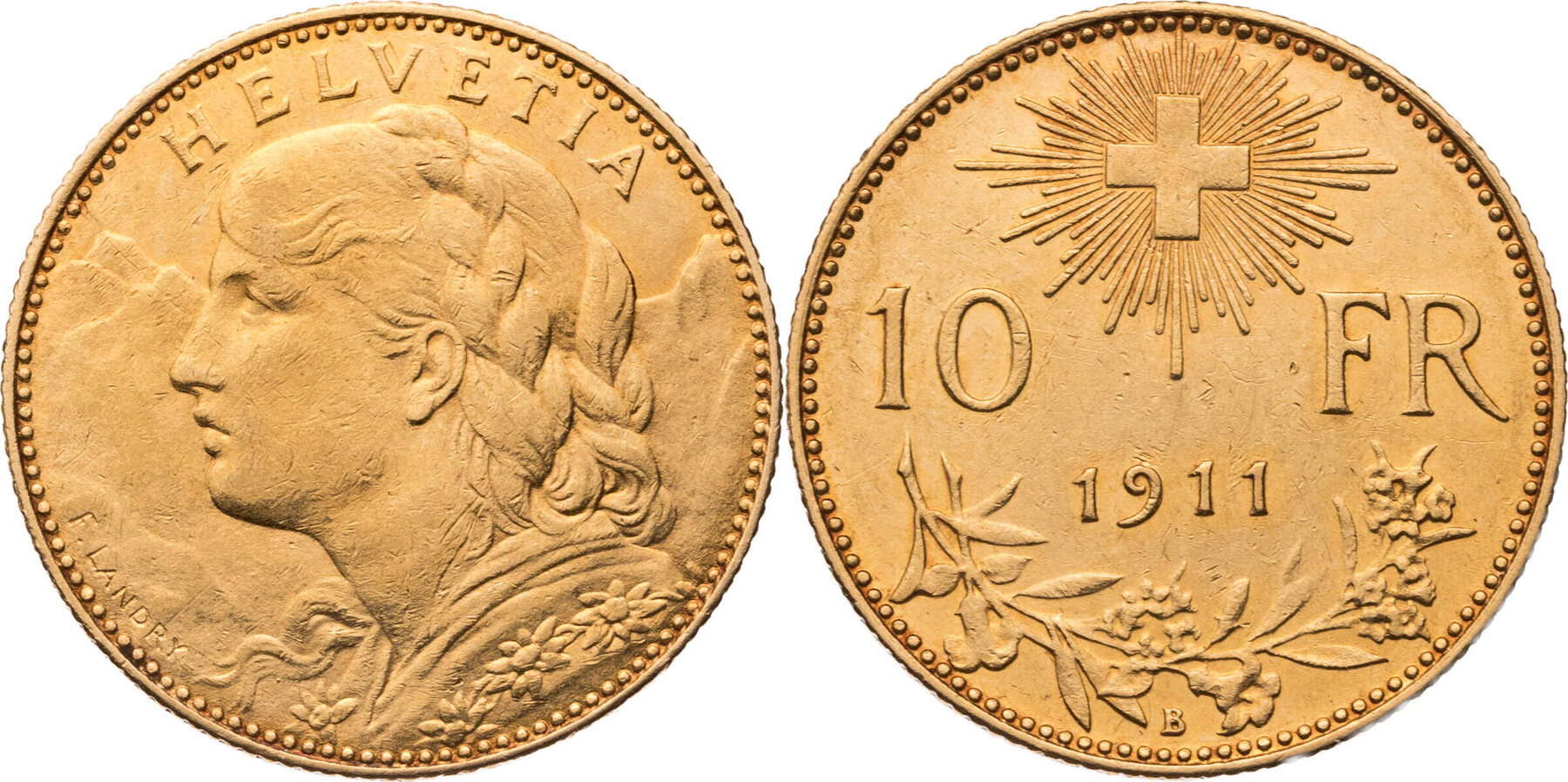 Schweiz 10 Franken 1911 B Vreneli - Kursmünze (1911-1922) ss | MA-Shops