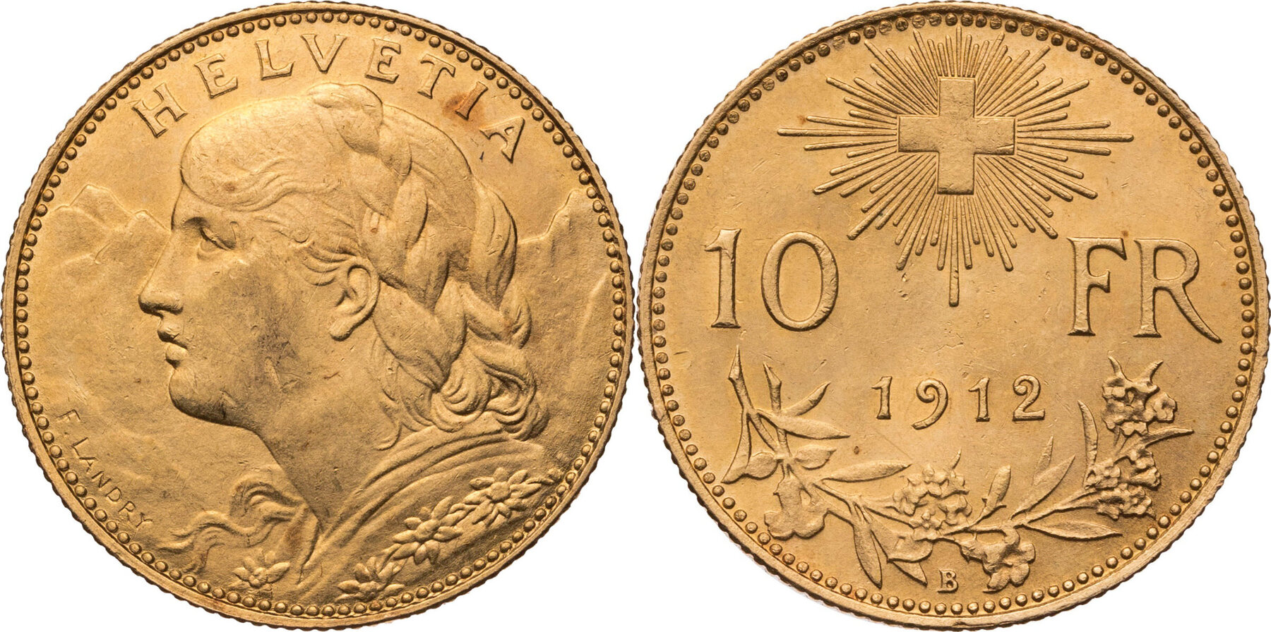 Schweiz 10 Franken 1912 B Vreneli - Kursmünze (1911-1922) ss-vz | MA-Shops