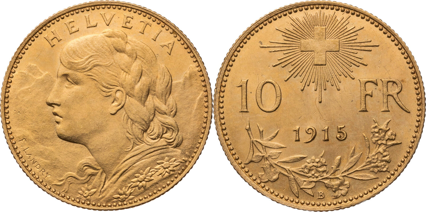 Schweiz 10 Franken 1915 B Vreneli - Kursmünze (1911-1922) vz | MA-Shops