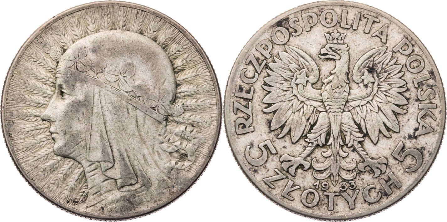 Polen 5 Zlotych 1933 MW Kursmünze (1932-1934) ss | MA-Shops