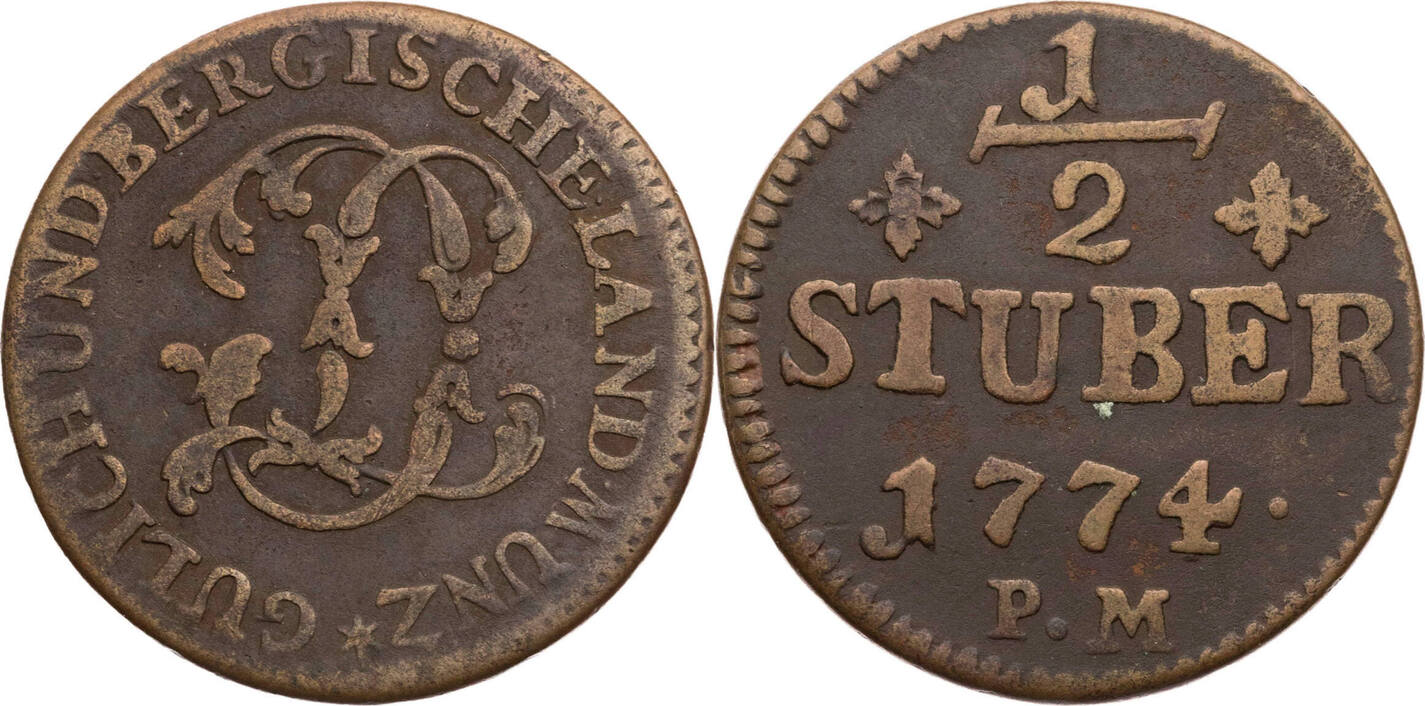 Jülich-Berg ½ Stüber 1774 PM Karl Theodor (1742-1799) ss | MA-Shops