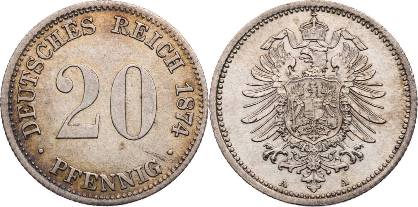 Kaiserreich 20 Pfennig 1874 A Kursmünze (1873-1877) vz | MA-Shops