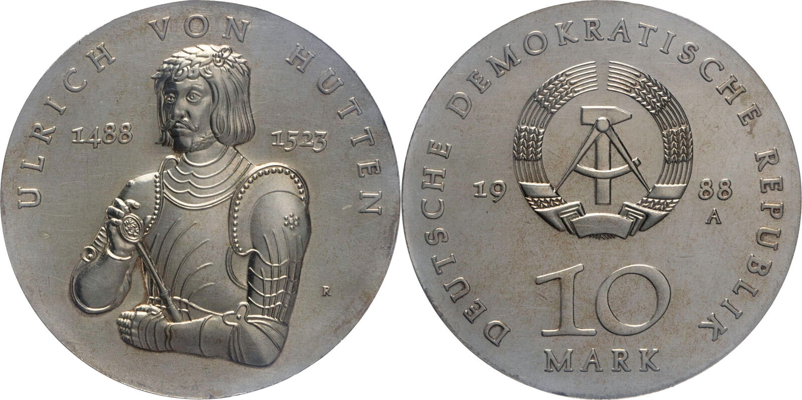 DDR 10 Mark 1988 Auf den 500. Geburtstag von Ulrich von Hutten vz | MA ...