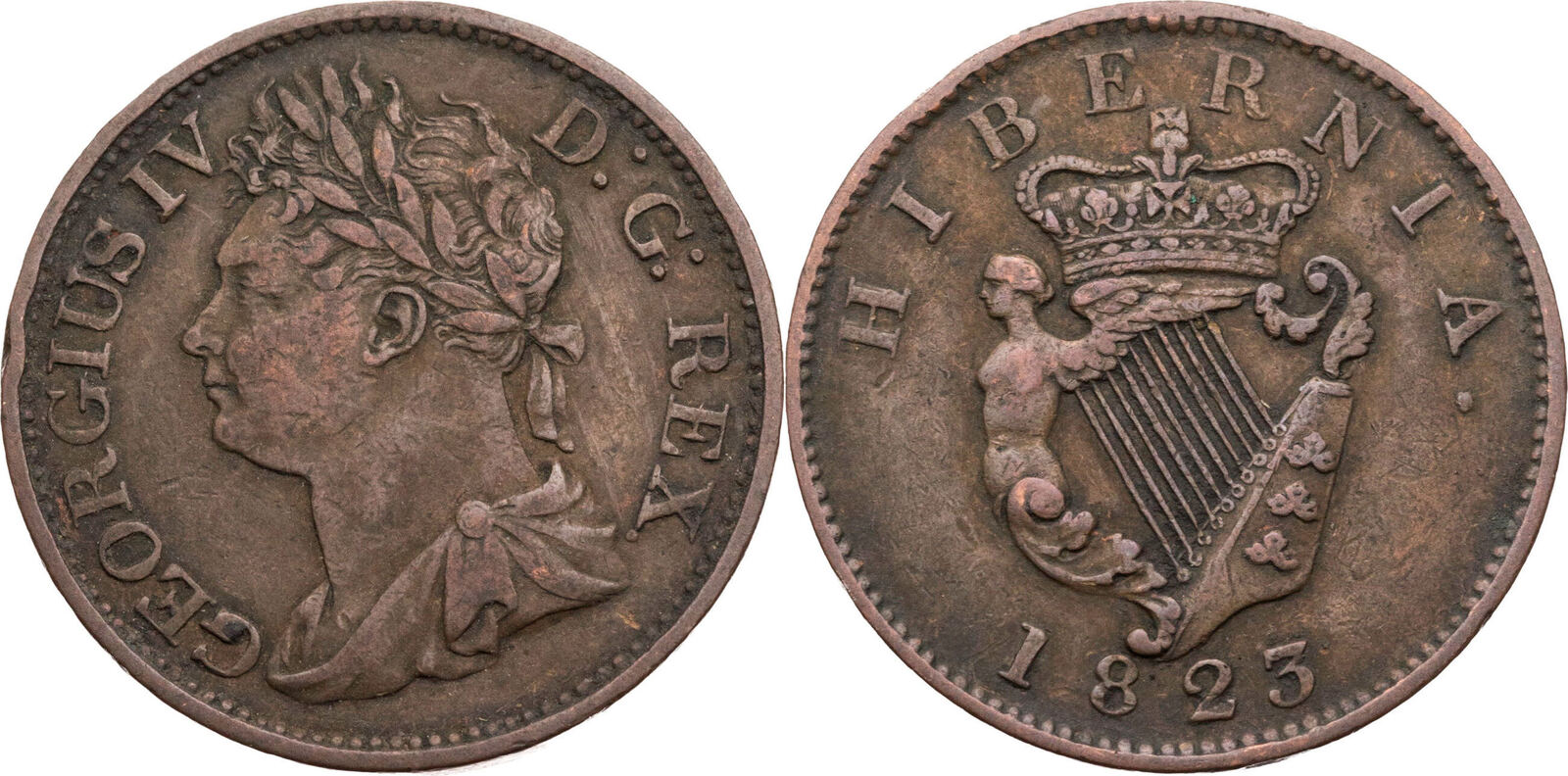 Irland 1/2 Penny 1823 George IV. (1820-1830) - Kursmünze (1822-1823) ss ...