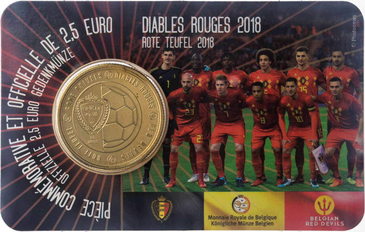 Belgien 2,5 Euro Die Roten Teufel 2018 - Fußballnationalmannschaft st ...