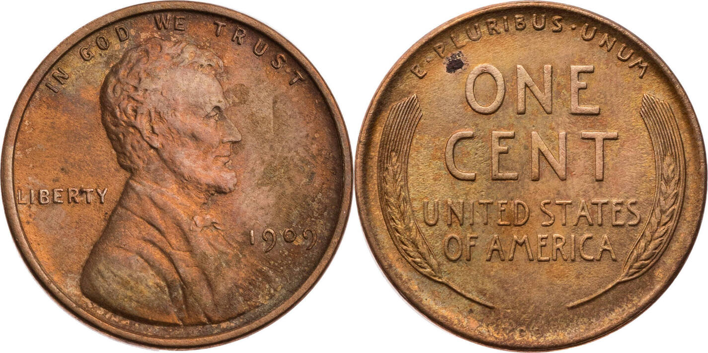 USA 1 Cent 1909 VDB Lincoln Cent - Wheat Ears Reverse vz, Fleck | MA-Shops