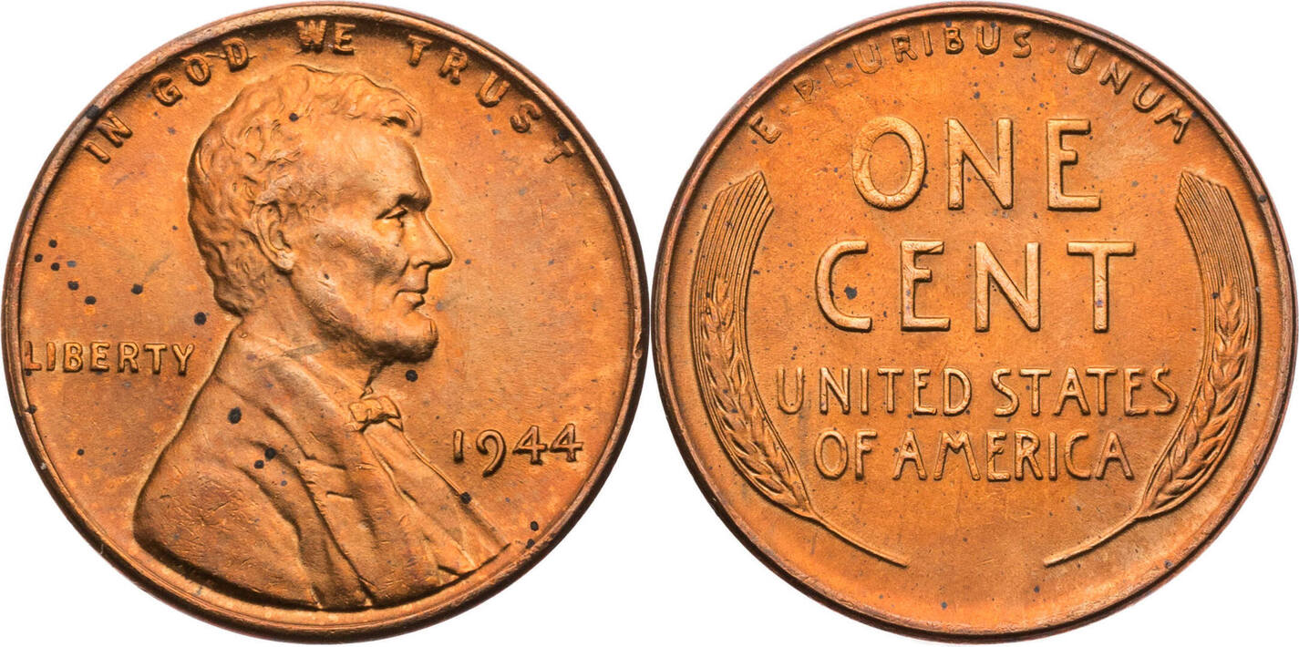 USA 1 Cent 1944 Lincoln Cent - Wheat Ears Reverse vz, fleckig | MA-Shops