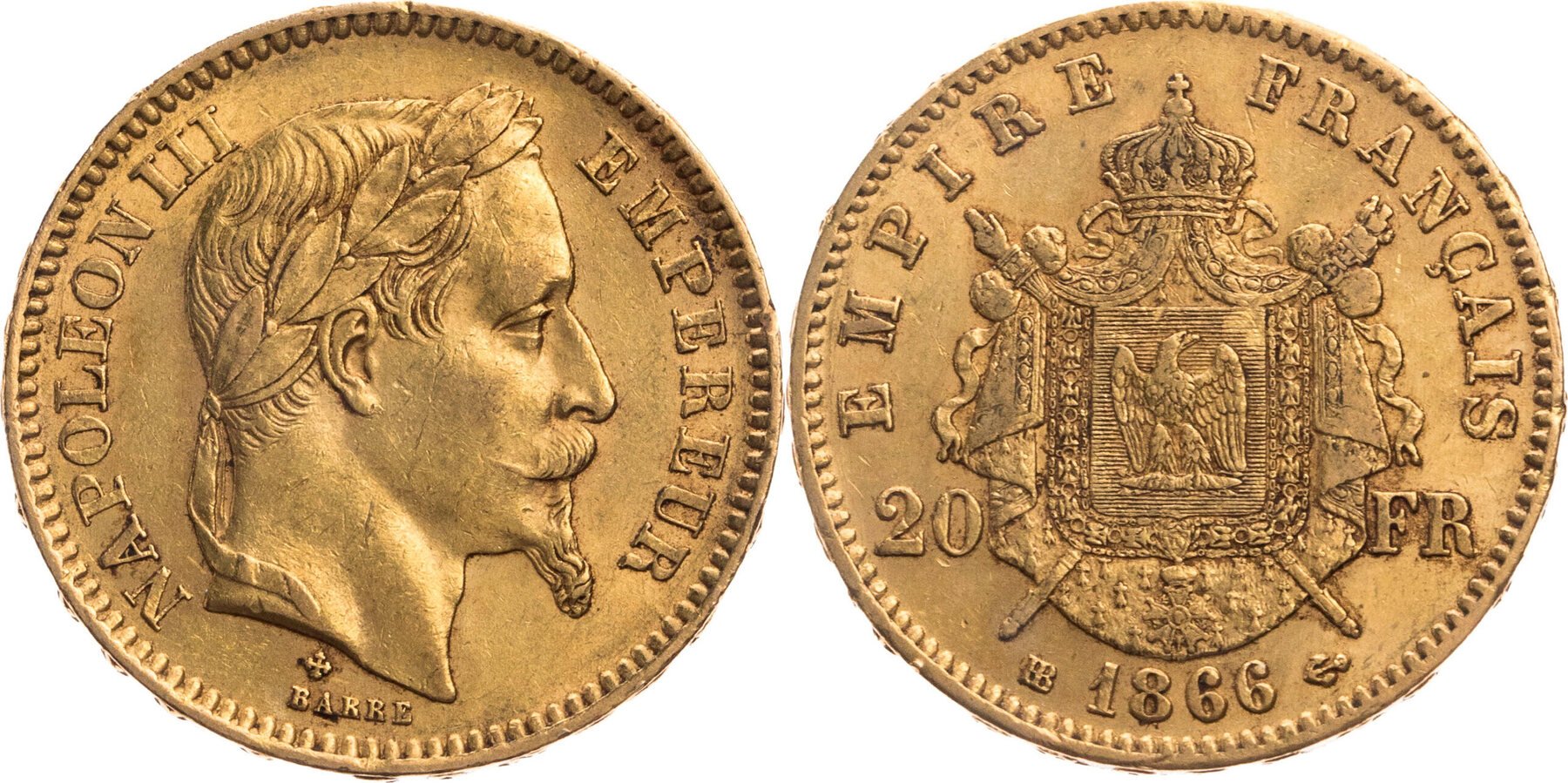 Frankreich 20 Francs 1866 BB Napoleon III. (1852-1870) - Kursmünze (1861-1870) ss | MA-Shops