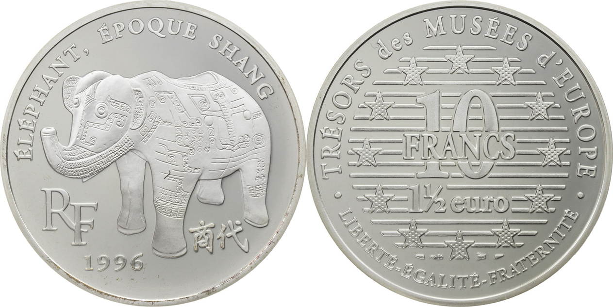 Frankreich 10 Francs 1996 Elephant, Epoque Shang PP | MA-Shops