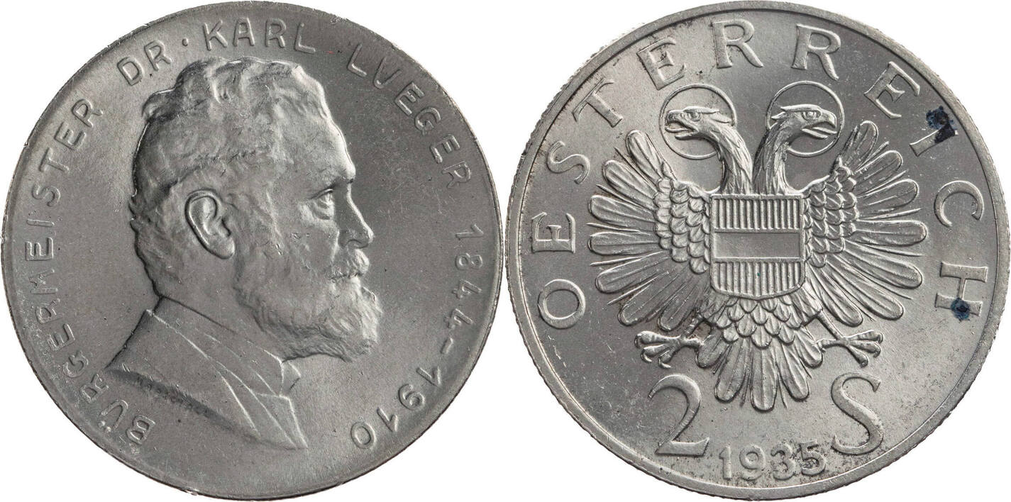 Österreich 2 Schilling 1936 Auf den 25. Todestag von Karl Lueger ss-vz ...