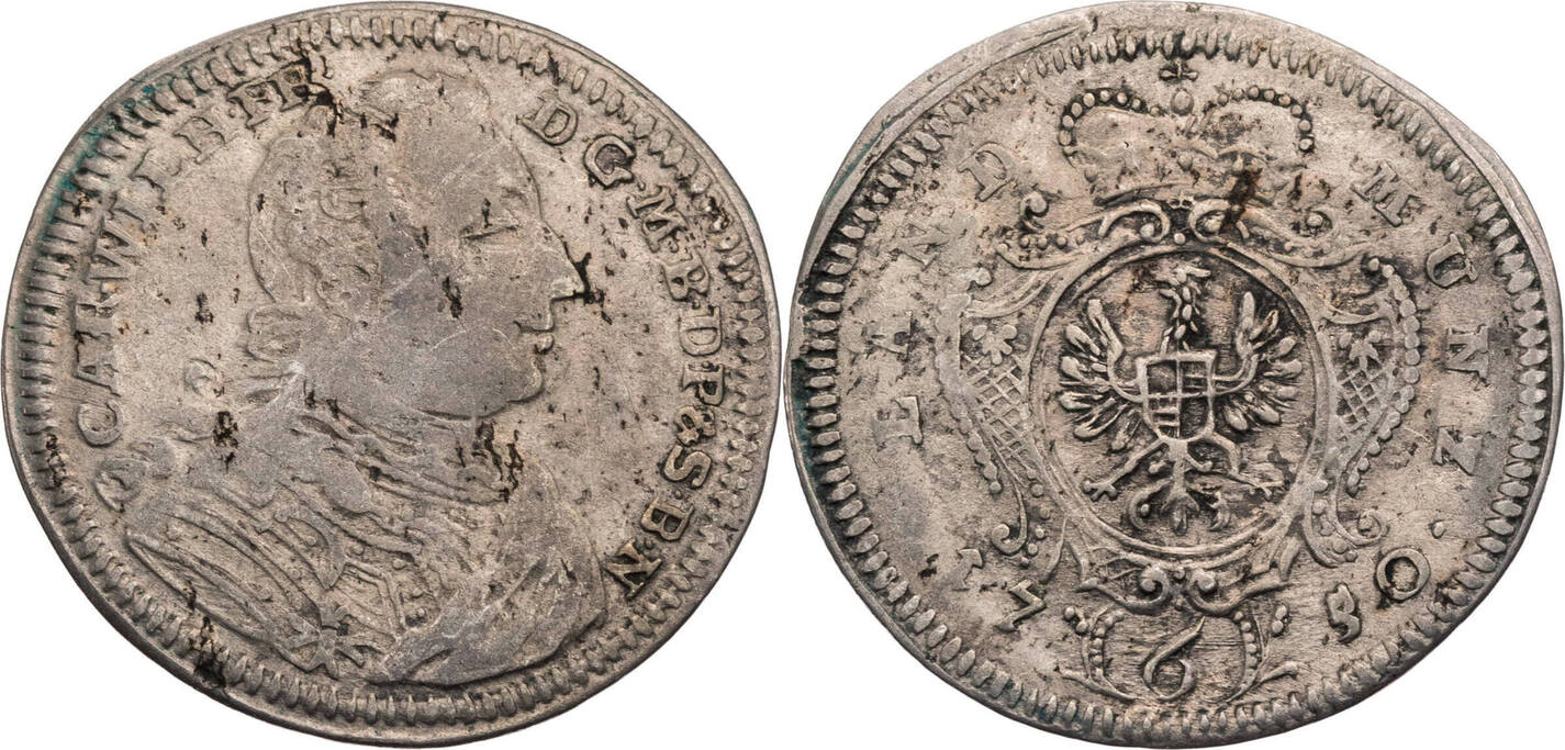 Brandenburg-Ansbach 6 Kreuzer 1750 Karl Wilhelm Friedrich (1729-1757 ...