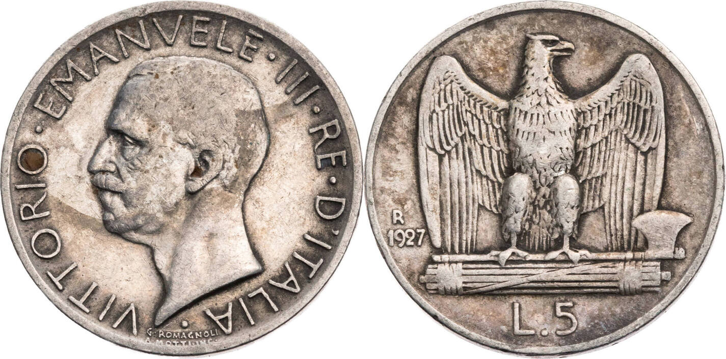 Italien 5 Lire 1927 R Vittorio Emanuele III. (1900-1946) ss | MA-Shops