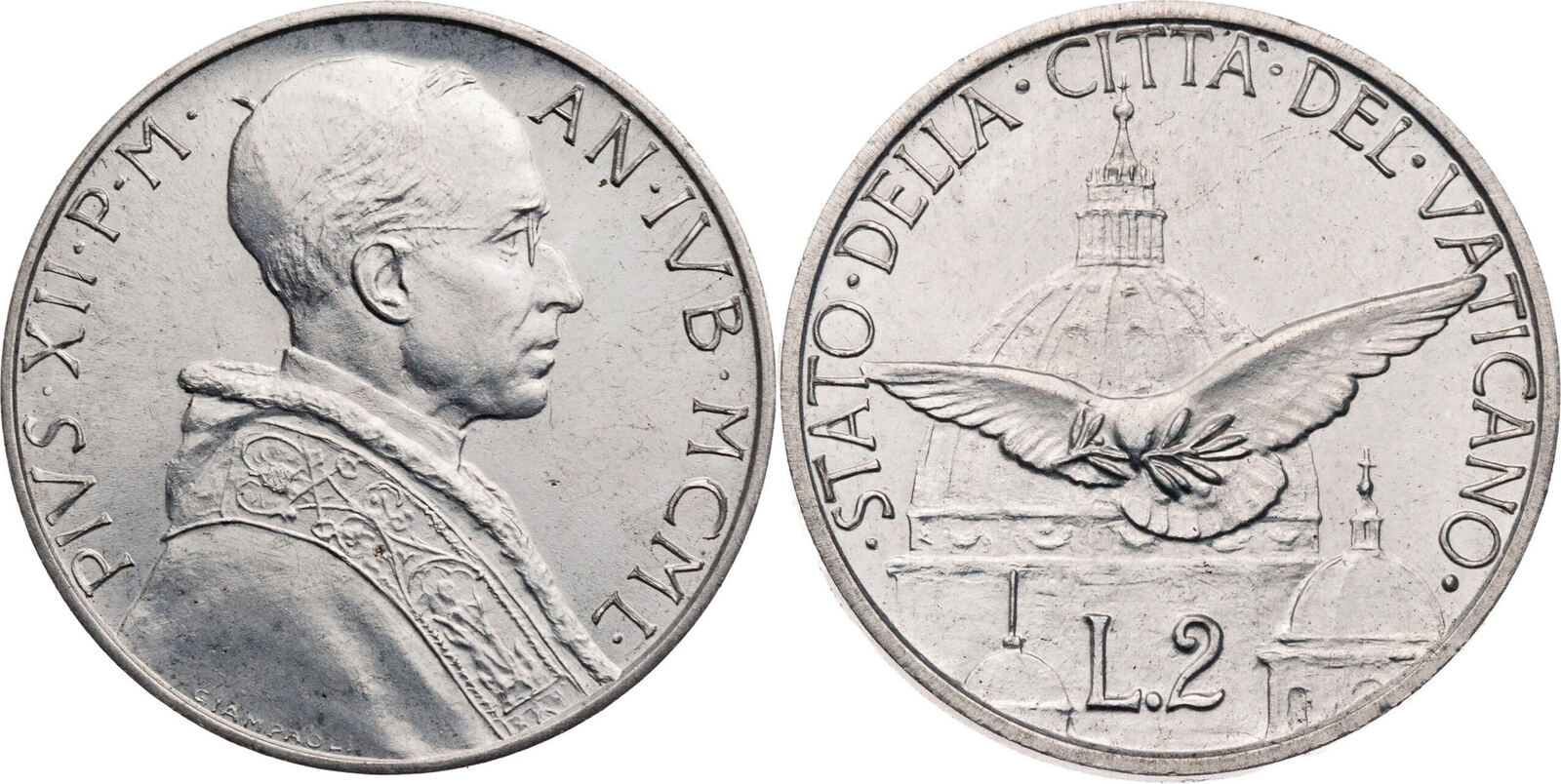 Vatikan 2 Lire 1950 Pius XII. (1939-1958) vz | MA-Shops