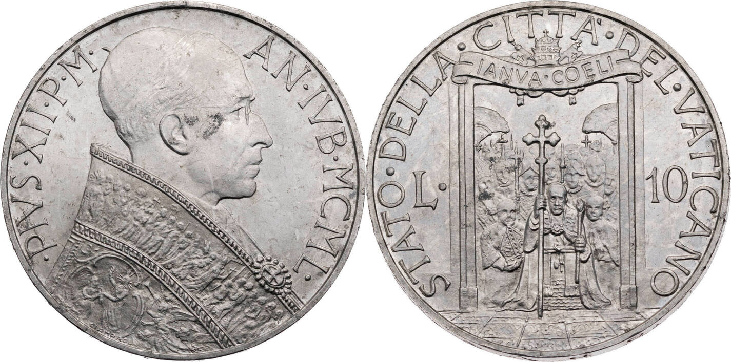 Vatikan 10 Lire 1950 Pius XII. (1939-1958) vz | MA-Shops