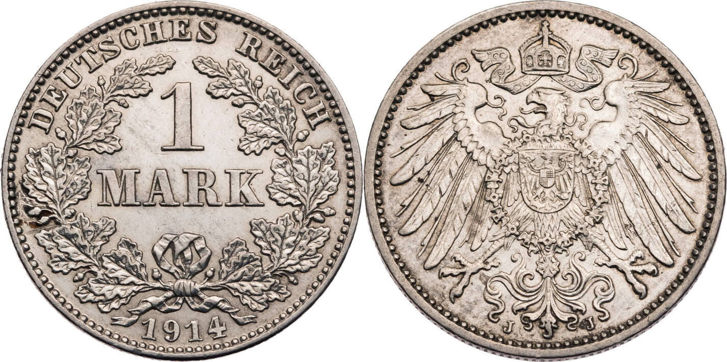 Kaiserreich 1 Mark 1914 J Kursmünze (1891-1916) vz | MA-Shops