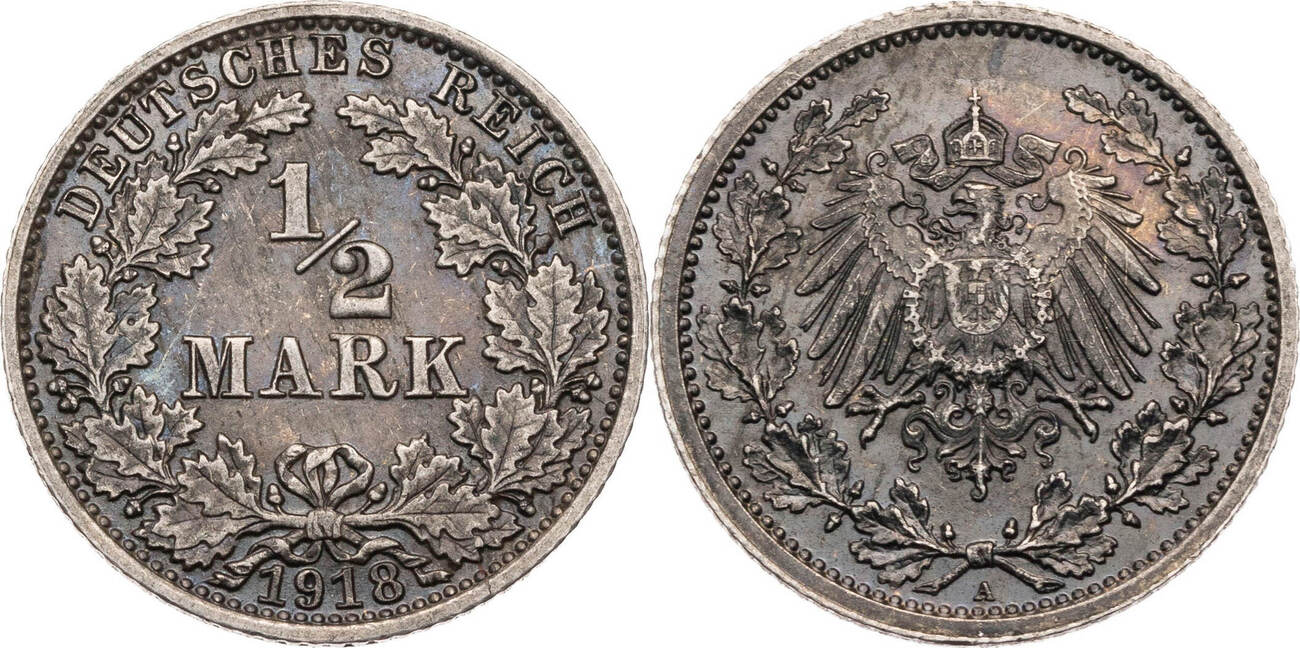 Kaiserreich ½ Mark 1918 A Kursmünze (1905-1919) vz | MA-Shops