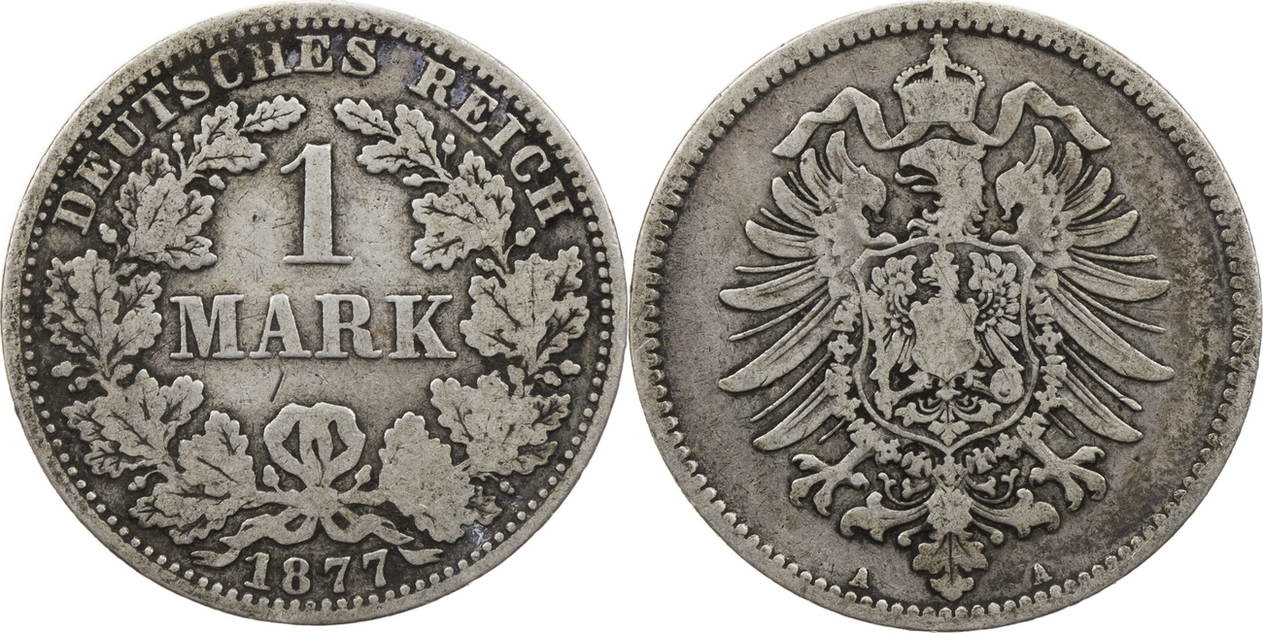 Deutschland - Kaiserreich 1 Mark 1877 A Kursmünze s-ss | MA-Shops