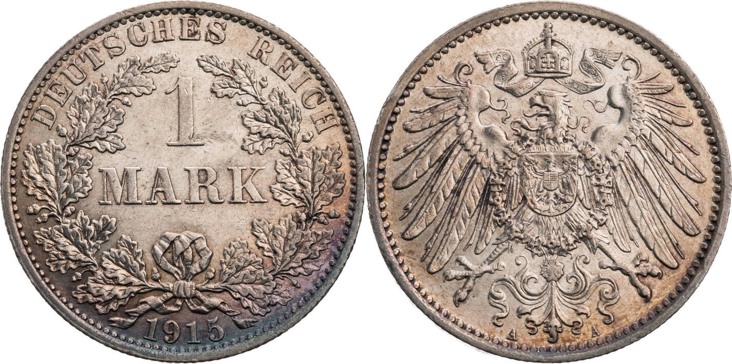 Kaiserreich 1 Mark 1915 A Kursmünze (1891-1916) ss-vz, Kratzer, Tönung | MA-Shops