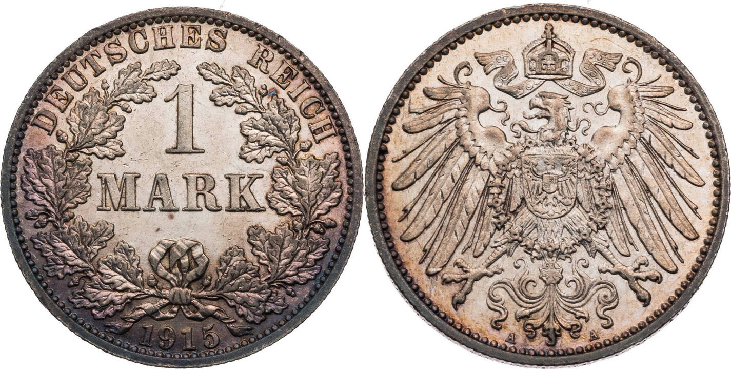 Kaiserreich 1 Mark 1915 A Kursmünze (1891-1916) ss-vz, Kratzer, Tönung | MA-Shops