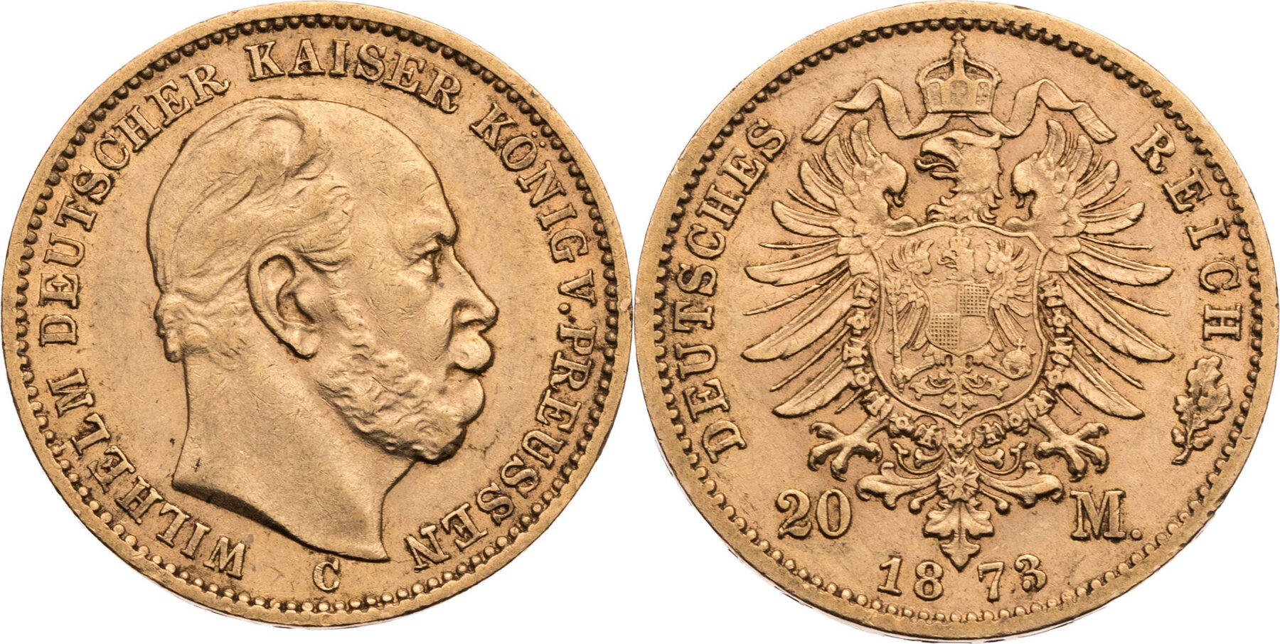 Kaiserreich, Preussen 20 Mark 1873 C Wilhelm I. (1861-1888) - Kursmünze ...