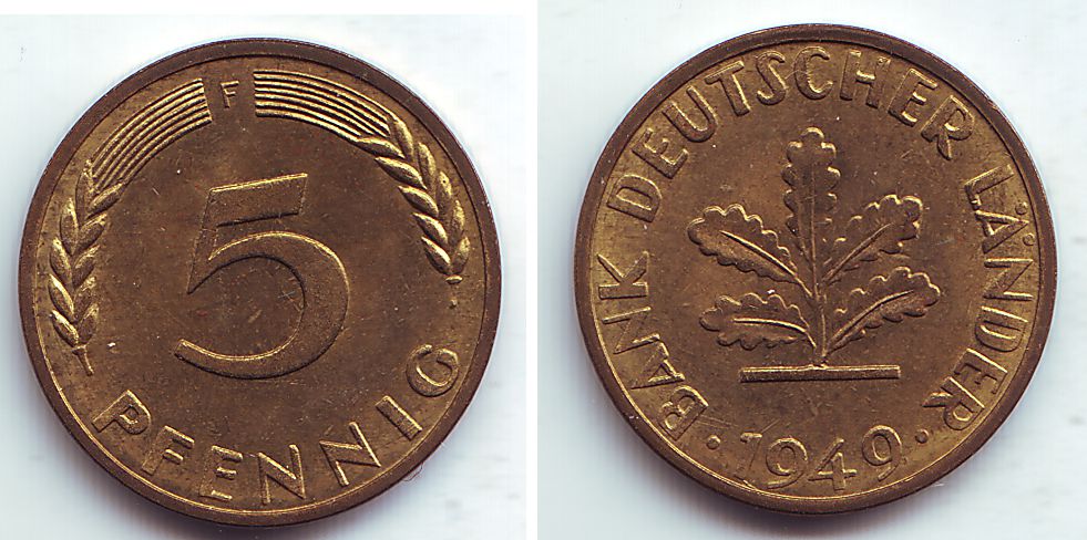 Deutschland 1949 F 5 Pfennig prägefrisch | MA-Shops