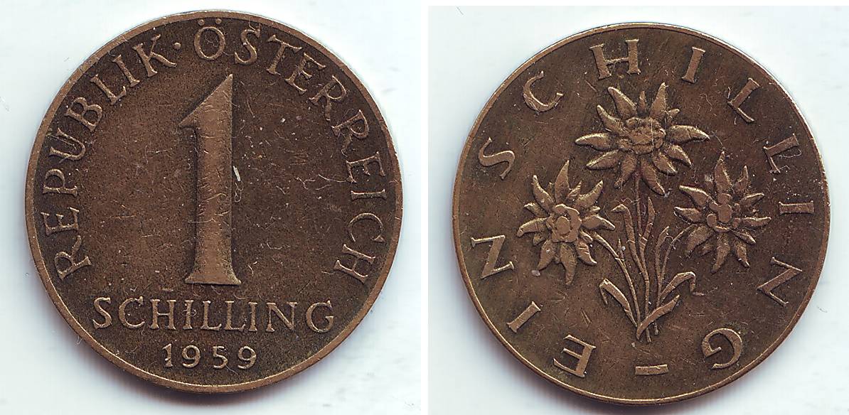 Österreich 1959 1 Schilling Kursmünze ss | MA-Shops