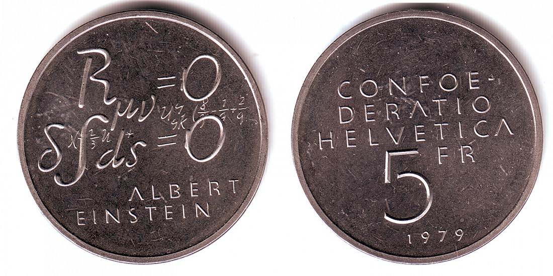 Schweiz 5 Franken 1979 Albert Einstein - Formel unc. | MA-Shops