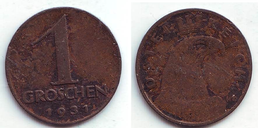 Österreich 1931 1 Groschen ss-vz | MA-Shops