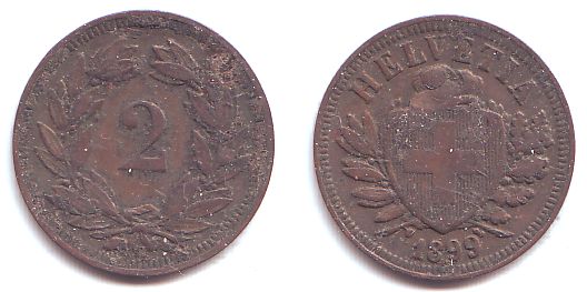 Schweiz 1899 2 Rappen ss-vz | MA-Shops