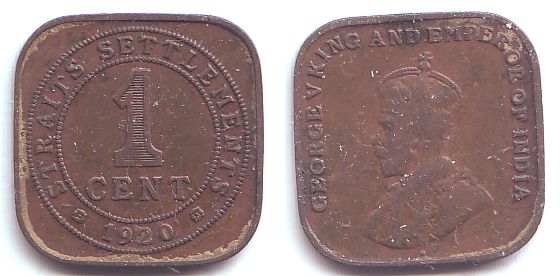 Straits Settlements 1 Cent 1920 George V. (1910 - 1936) vz-st | MA-Shops