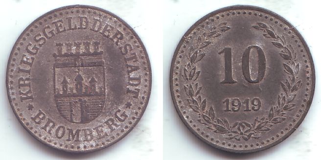 1919 Notgeld der Stadt Bromberg - 10 Pfennig st | MA-Shops