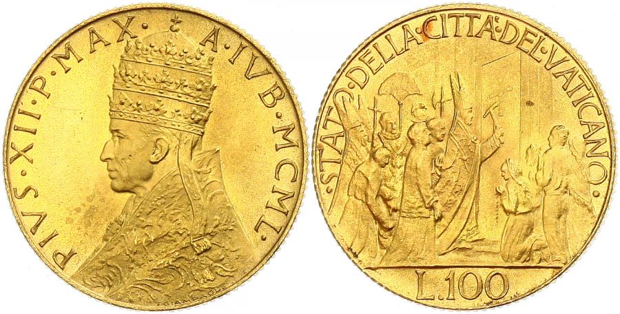 Vatikan 100 Lire 1950 Heiliges Jahr - Pius XII. (1939-1958) f.st | MA-Shops