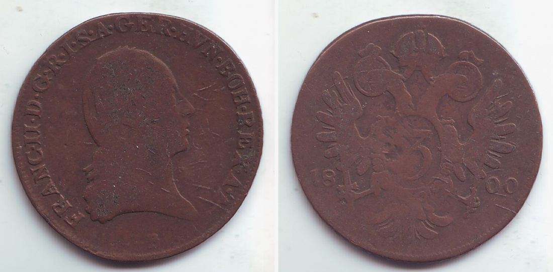 Haus Habsburg - Österreich - RDR 3 Kreuzer 1800 B Franz II. (1792 - 1835) s-ss | MA-Shops